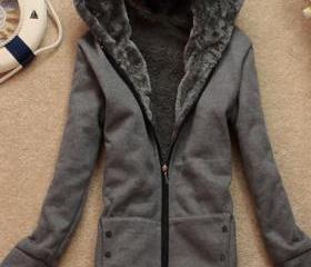 Korean Stylish Fleece Inside Hooded Coat With Pockets - Black on Luulla