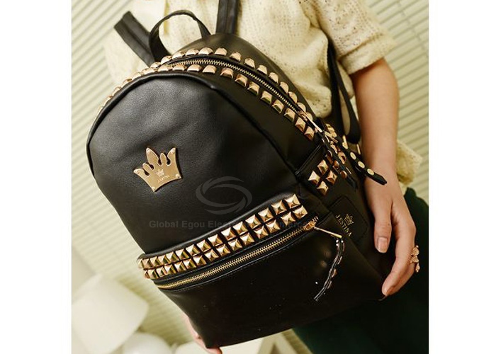 Rivet Crown Design Black Backpack on Luulla