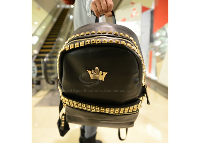 Rivet Crown Design Black Backpack on Luulla