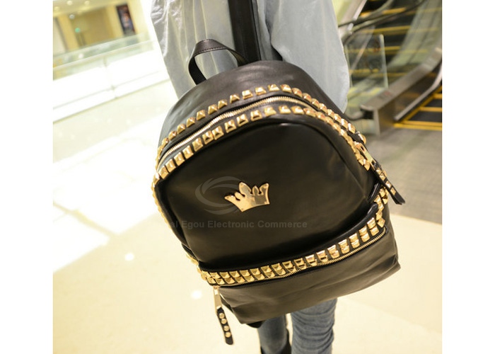 Rivet Crown Design Black Backpack on Luulla